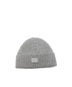 Miu Miu Logo-patch Ribbed-knit Wool Beanie