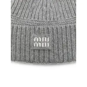 Miu Miu Logo-patch Ribbed-knit Wool Beanie
