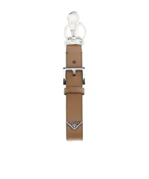 Prada Logo Detail Keychain - Brown