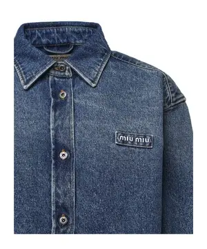 Miu Miu Classic Collar Button-up Denim Shirt
