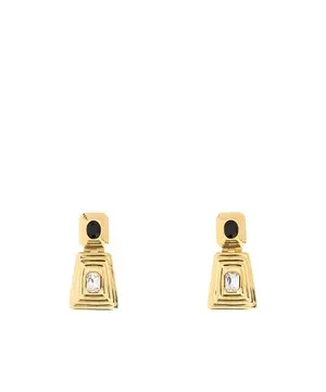 Alessandra Rich Geometric Crystal Drop Earrings - Gold