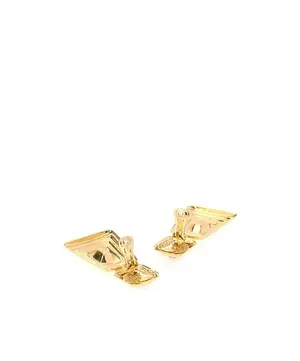Alessandra Rich Geometric Crystal Drop Earrings - Gold