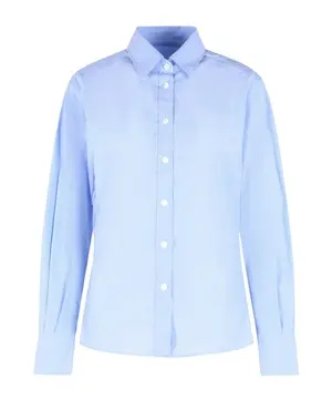 Closed Asymmetric Hem Button-up Shirt - Light Blue