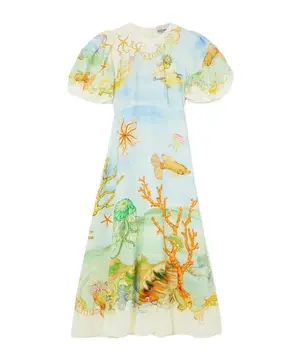 ALEMAIS Waist-cinched Midi Dress - Multicolor