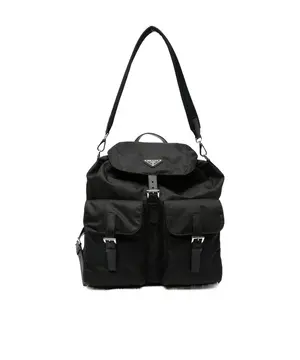 Prada Re-nylon Logo-plaque Backpack - Black