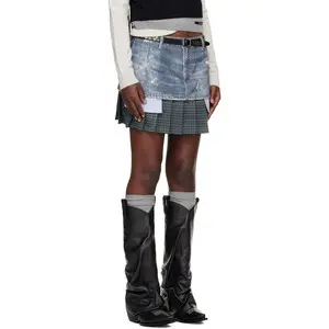 Andersson Bell Layered Mini Pleated Denim Skirt