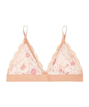 Love Stories Floral Print Triangle Bra - Nude