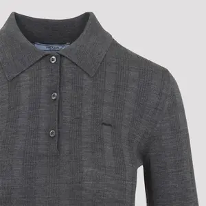 Prada Long-sleeved Knitted Polo Top