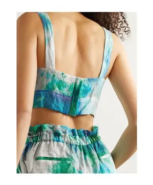 JASON WU Cropped Printed Crinkled Cotton-blend Top