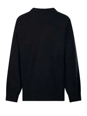 GANNI Oversized Floral Logo Knitted Sweater - Phantom Black