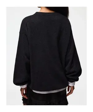 GANNI Oversized Floral Logo Knitted Sweater - Phantom Black