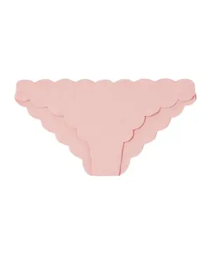 Marysia Scalloped Recycled-seersucker Bikini Briefs - Pink
