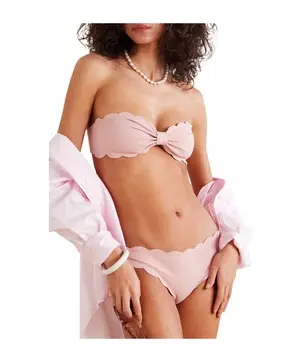 Marysia Scalloped Recycled-seersucker Bikini Briefs