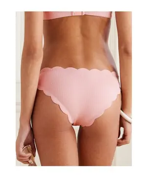Marysia Scalloped Recycled-seersucker Bikini Briefs