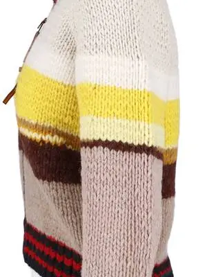 Celine Striped Wool Cardigan With Shawl Collar - Polychromatic