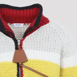 Celine Striped Wool Cardigan With Shawl Collar - Polychromatic