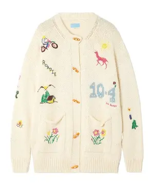 MOTHER The Long Drop Embroidered Cotton And Alpaca-blend Cardigan - White