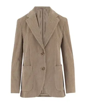 LARDINI Ribbed Single-breasted Blazer - Brown