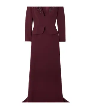 Jenny Packham Long-sleeve Trailing Evening Dress - Brown