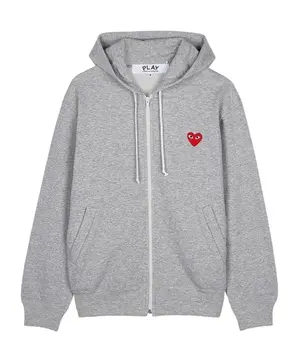 Comme Des Garçons Heart Motif Zip-up Hoodie - Grey