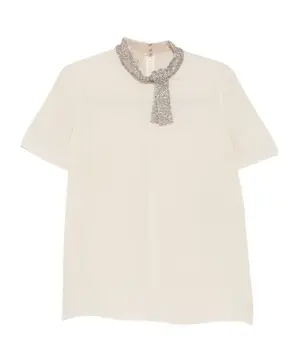 Valentino Garavani Embellished Short-sleeved Top - Ivory