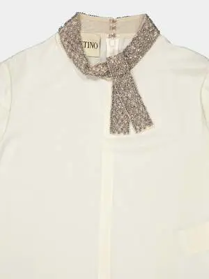 Valentino Garavani Embellished Short-sleeved Top - Ivory