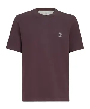 Brunello Cucinelli Cotton Jersey Crew Neck T-shirt With Logo - Brown