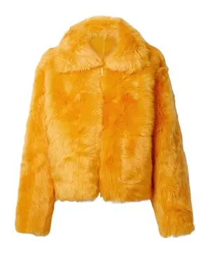 Lafayette 148 New York Solid Color Shearling Jacket - Orange