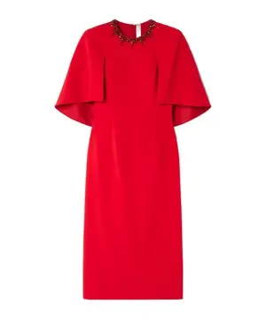 Jenny Packham Embellished Cape Midi Dress - No