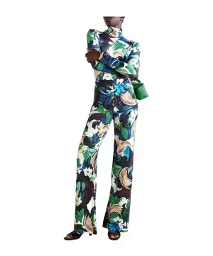 MARY KATRANTZOU Jordan Printed Stretch-velvet Turtleneck Bodysuit