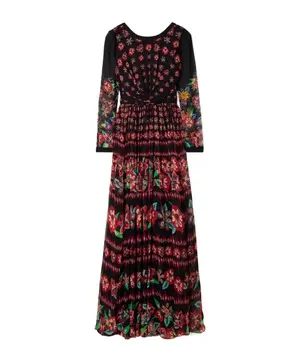 Saloni Long-sleeve Maxi Dress - Black