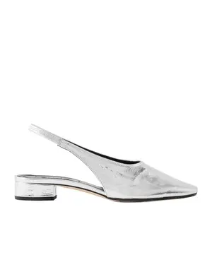 AeydĒ Crinkled Metallic Leather Slingback Pumps - No