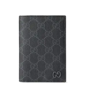 Gucci Gg Passport Case With Bordeaux Interior - Black