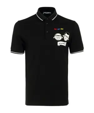 Dolce & Gabbana Polo Shirt With Lapel Short Sleeve - Black