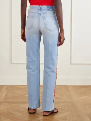 MOTHER The Saloon Sneak High-waist Wide-leg Jeans With Flame Print