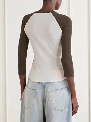 Acne Studios Ribbed Cotton T-shirt With Graphic Print - Neutrals
