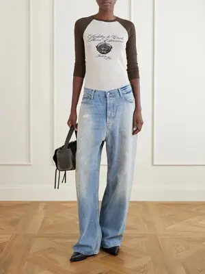 Acne Studios Printed Cotton-ribbed Raglan T-shirt - Neutrals