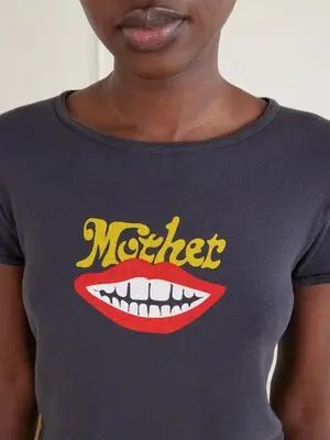 MOTHER The Itty Bitty Ringer Cropped Printed Cotton-jersey T-shirt
