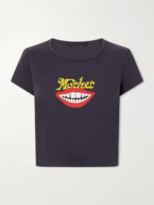 MOTHER The Itty Bitty Ringer Cropped Cotton-jersey T-shirt - Black