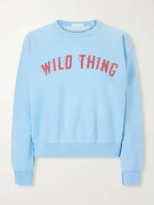 MOTHER The Concert Printed Cotton-jersey Sweatshirt - Blue