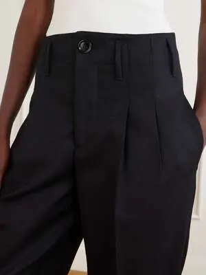 AMI Paris Pleated Wool-gabardine Wide-leg Pants