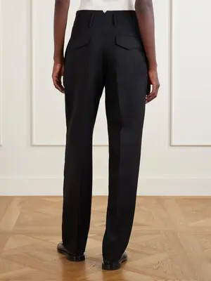 AMI Paris Pleated Wool-gabardine Wide-leg Trousers