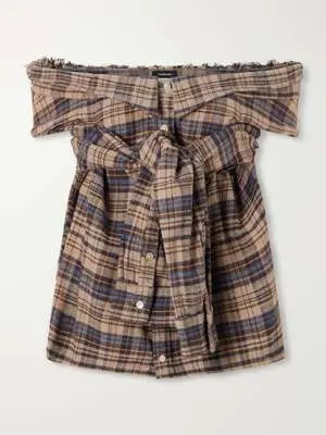R13 Checked Cotton-flannel Blouse - Blue