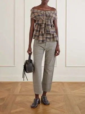 R13 Checked Cotton-flannel Blouse