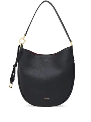 FERRAGAMO Leather Medium Hobo Bag - Black