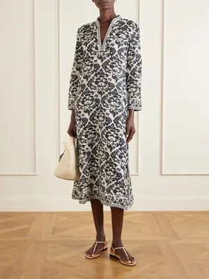 EMPORIO SIRENUSE Giada Printed Cotton Midi Dress