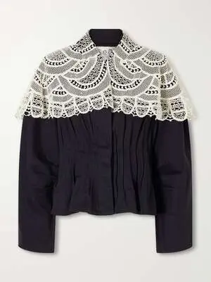 Sea Alina Crocheted Pleated Cotton Jacket