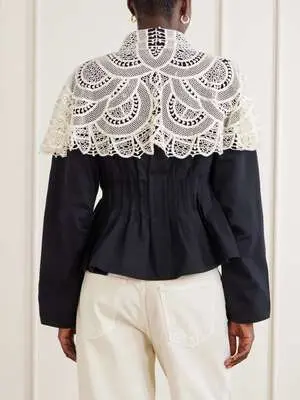 Sea Alina Crocheted Pleated Cotton Jacket