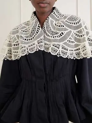 Sea Alina Crocheted Pleated Cotton Jacket