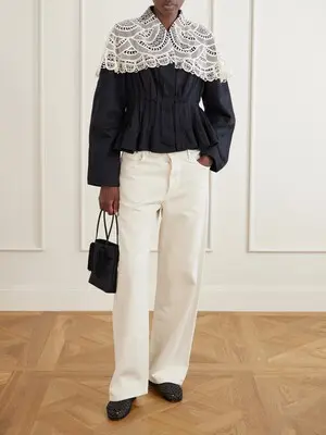 Sea Alina Crocheted Pleated Cotton Jacket